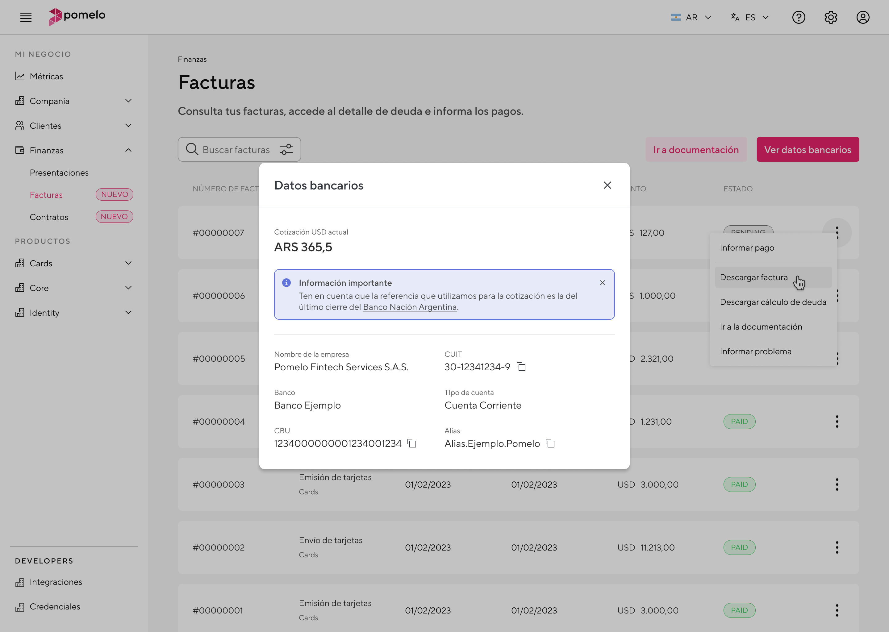 Dashboard | Pomelo Docs